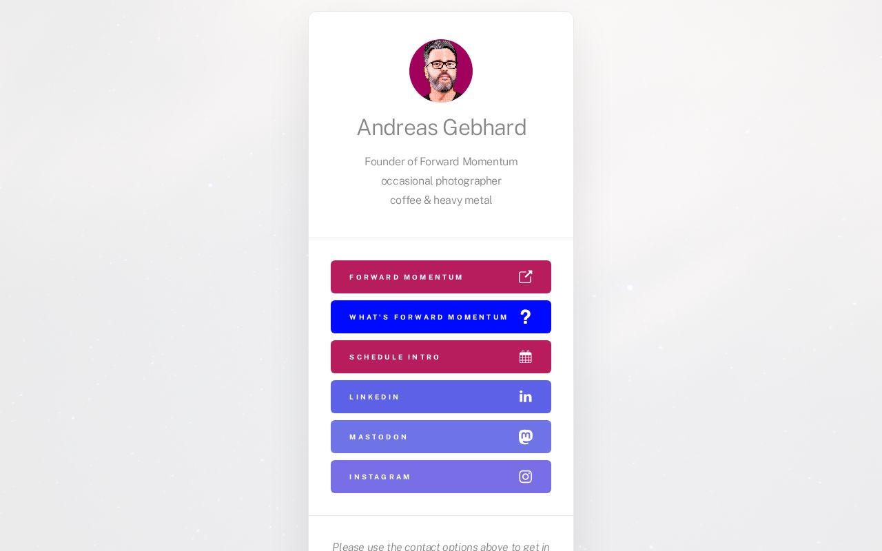 Andreas Gebhard - CEO of Forward Momentum, LLC